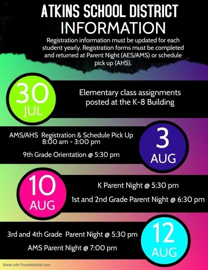 Back to school information | Atkins High School